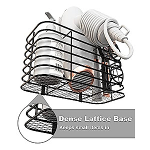 ULG Hair Dryer Holder, Hair Tool Organizer, Blow Dryer Holder, Wall Mounted, Bathroom Organizer for Hair Dryer, Flat Irons, Curling Wands, Hair Straighteners, 3 Sections, Black