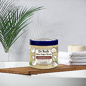 Dr Teal's Shea Sugar Body Scrub, Coconut Oil with Essential Oils, 19 oz (Pack of 3)