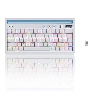 Kchibo Portable Card Slot 60% Wireless Mechanical Keyboard, Ultra-Compact 2.4G Rechargeable Gaming Keyboard, RGB Backlit Ergonomic Keyboard for Windows Mac PC Gamers (red Switch)