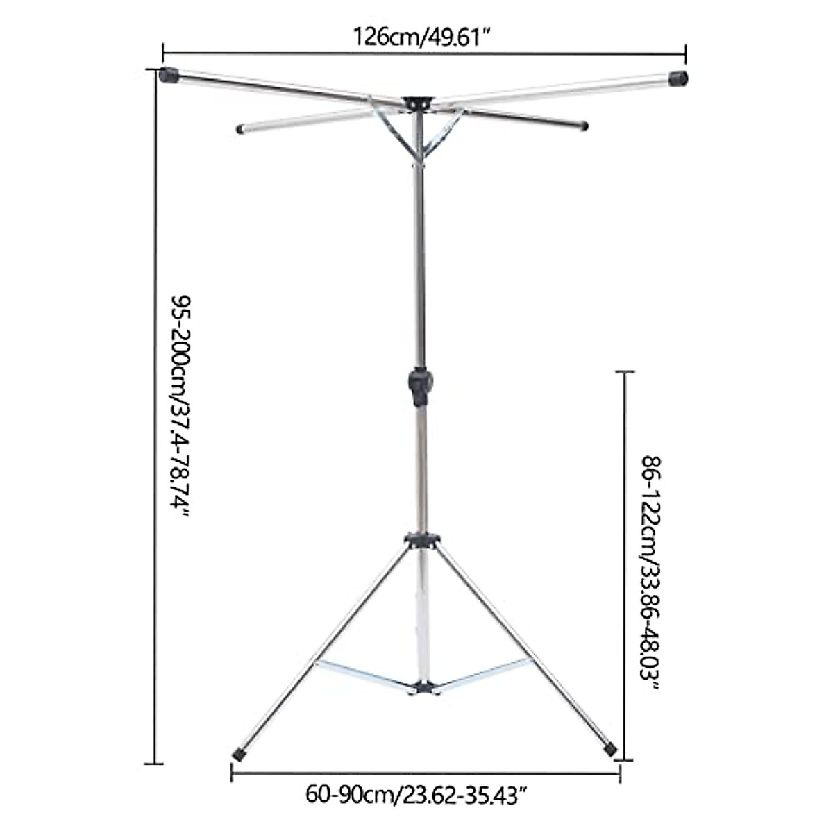 Leblett Tripod Clothes Drying Rack,Foldable Portable Space Saving Laundry Drying Rack High Capacity 4 Poles,Height-Adjustable with 10 Hooks for Outdoor and Indoor Home Use