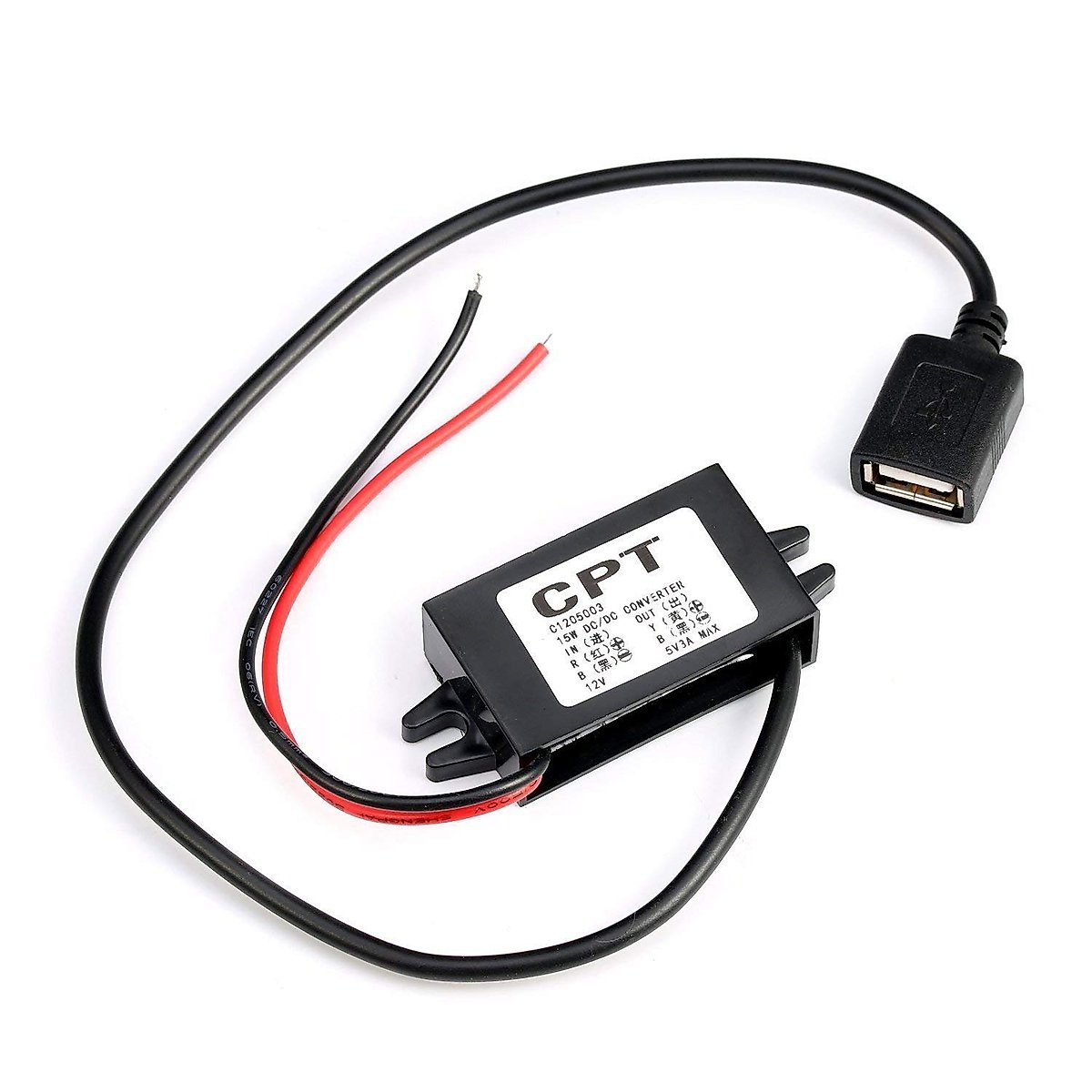 eoocvt DC Converter Buck Module 12V Convert to 5V USB Cables Output Power Adapter