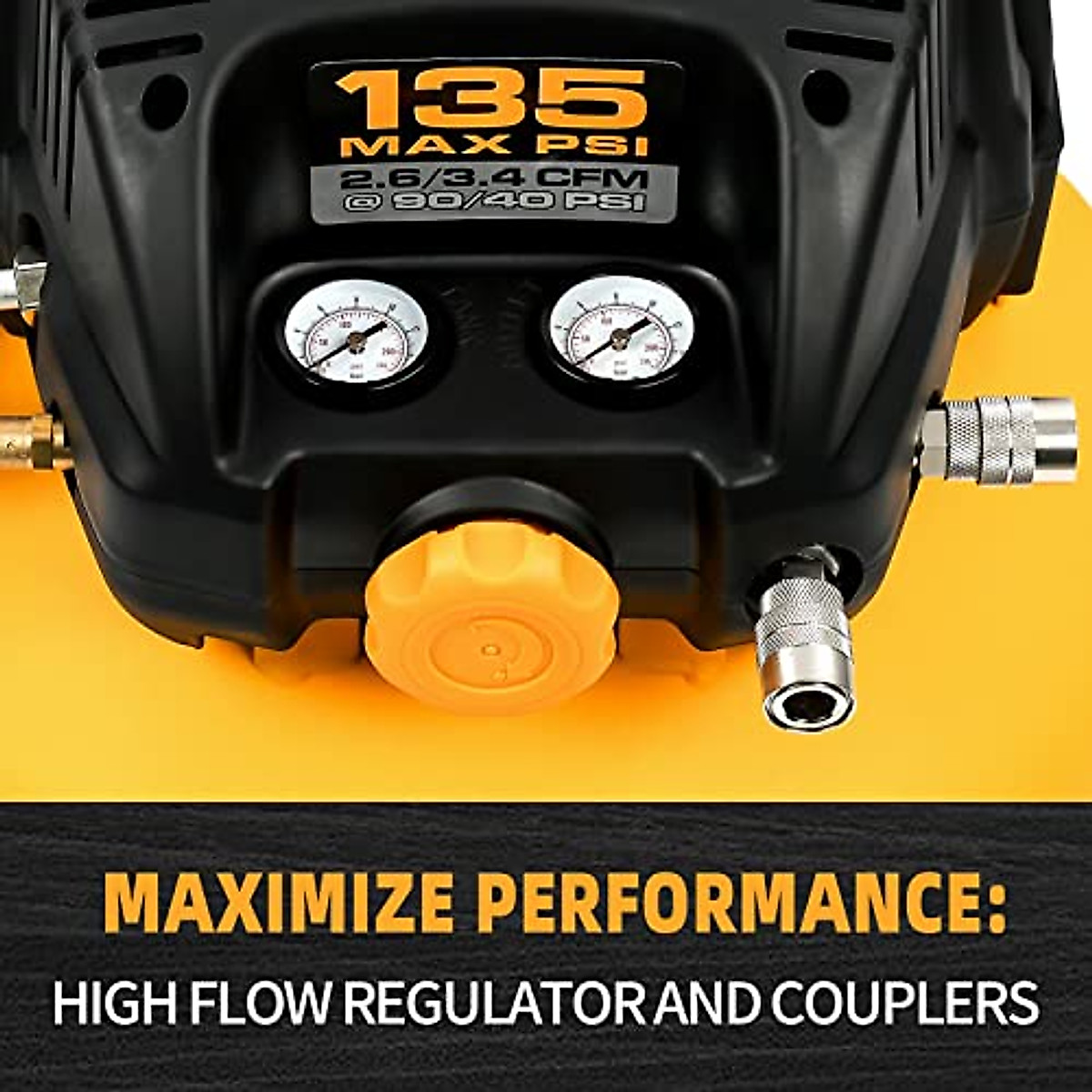 ZaraApex Pancake Portable Electric Oil Free Air Compressor with two couplers, 6 Gallon, 135 PSI