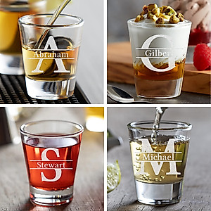 Personalized Shot Glass 1.5 oz Custom Shot Glass with Name and Monogram Whiskey Tequila Liqueur Heavy Base Mini Glass for Drinkware Decoration Gift
