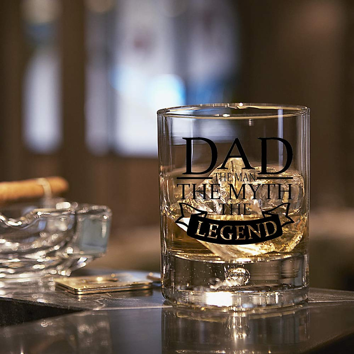 AGMDESIGN Dad Whiskey Glass, The Man The Myth The Legend Whiskey Glass Gifts for Grandfather, Papa, Him, Dad, Husband, Coworker, Friend, Boss, Birthday Gifts