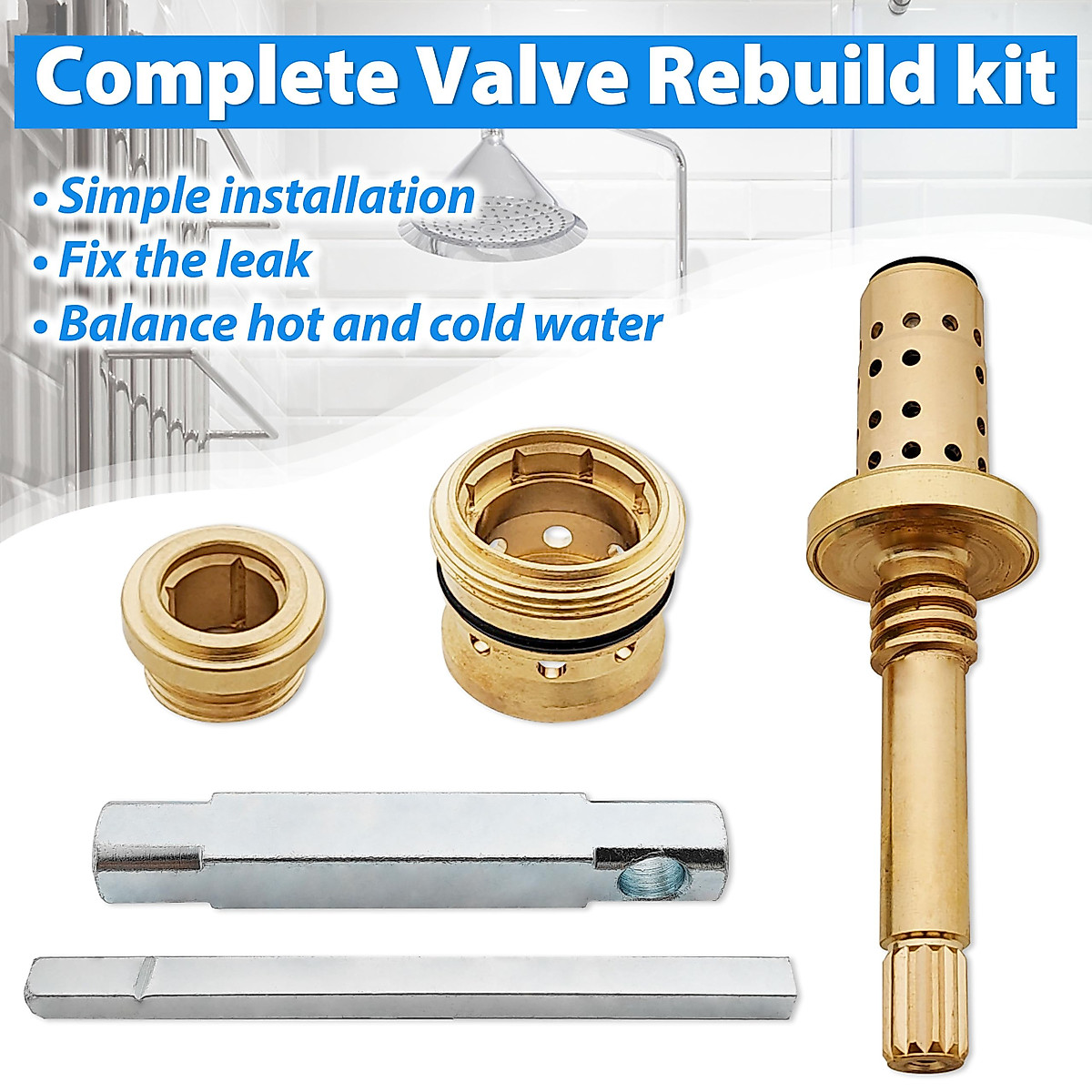 Complete Valve Rebuild kit Compatible with Symmons Temptrol Valve,Replacement for Cartridge (TA-10), Seats (TA-4) and Seat Removal Tools (T-35A/B),Adjustment and Balance of Hot and Cold Water Pressure