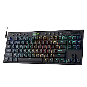 Redragon K622 Horus TKL RGB Mechanical Keyboard, Ultra-Thin Designed Wired Gaming Keyboard w/Low Profile Keycaps, Dedicated Media Control & Linear Red Switch, Pro Software Supported