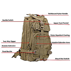HDE Tactical Military Backpack 20L MOLLE Bug Out Bag Survival Backpacks
