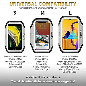 FumFut Water Resistant Cell Phone Armband Case Running Holder for iPhone Pro Max Plus Mini SE(12/11/X/XS/XR/8/7/6/5)Galaxy S Ultra Plus Lite Edge Note (21/20/10/9/8/7/6/5) Adjustable Strap Pocket Key