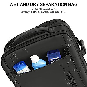 Large Laptop Travel Backpack for Women Carry On Airline Flight Approved Expandable Work Personal Item size Backpack with laptop compartment for College Men Hiking Waterproof Mochila de Viaje Black
