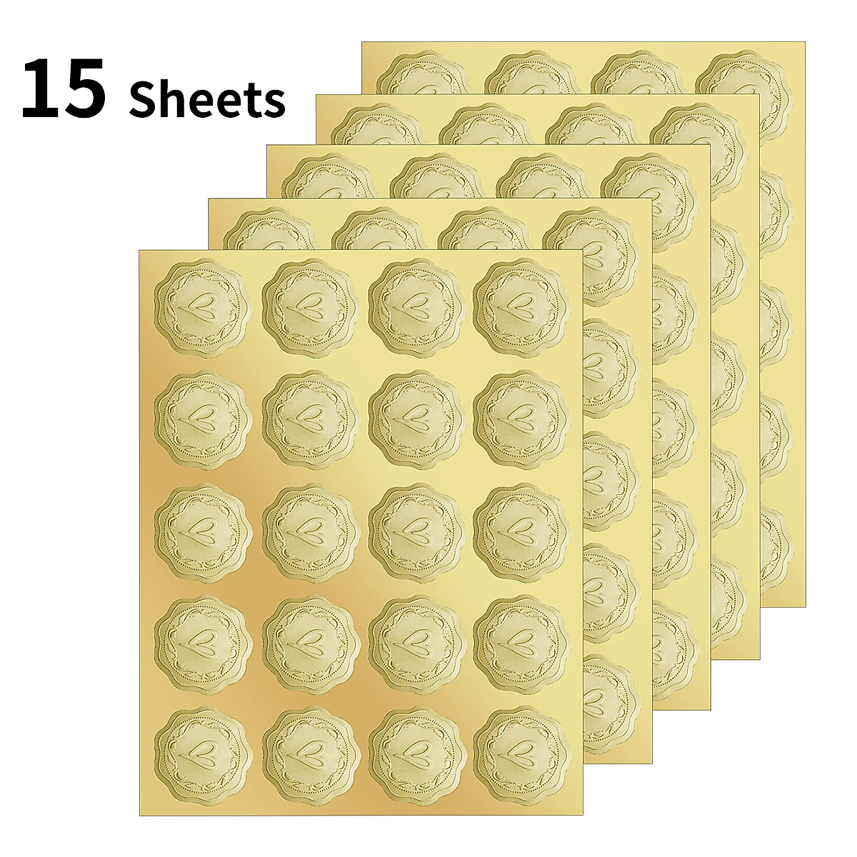 300 Parks Gold Heart Stickers Gold Embossed Heart Envelope Seals Wax Stickers Gold Embossed Envelope Stickers - Gold Stickers for Envelopes, Wedding Stickers Greeting DIY Decoration