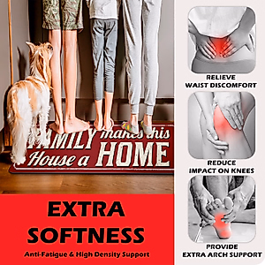 chiinvent Kitchen Mats for Floor Cushioned Anti Fatigue Mats for Kitchen Floor Red Kitchen Floor Mat Memory Foam Kitchen Rugs Sets of 2, 17.3x28 + 17.3x47, 0.4 inches