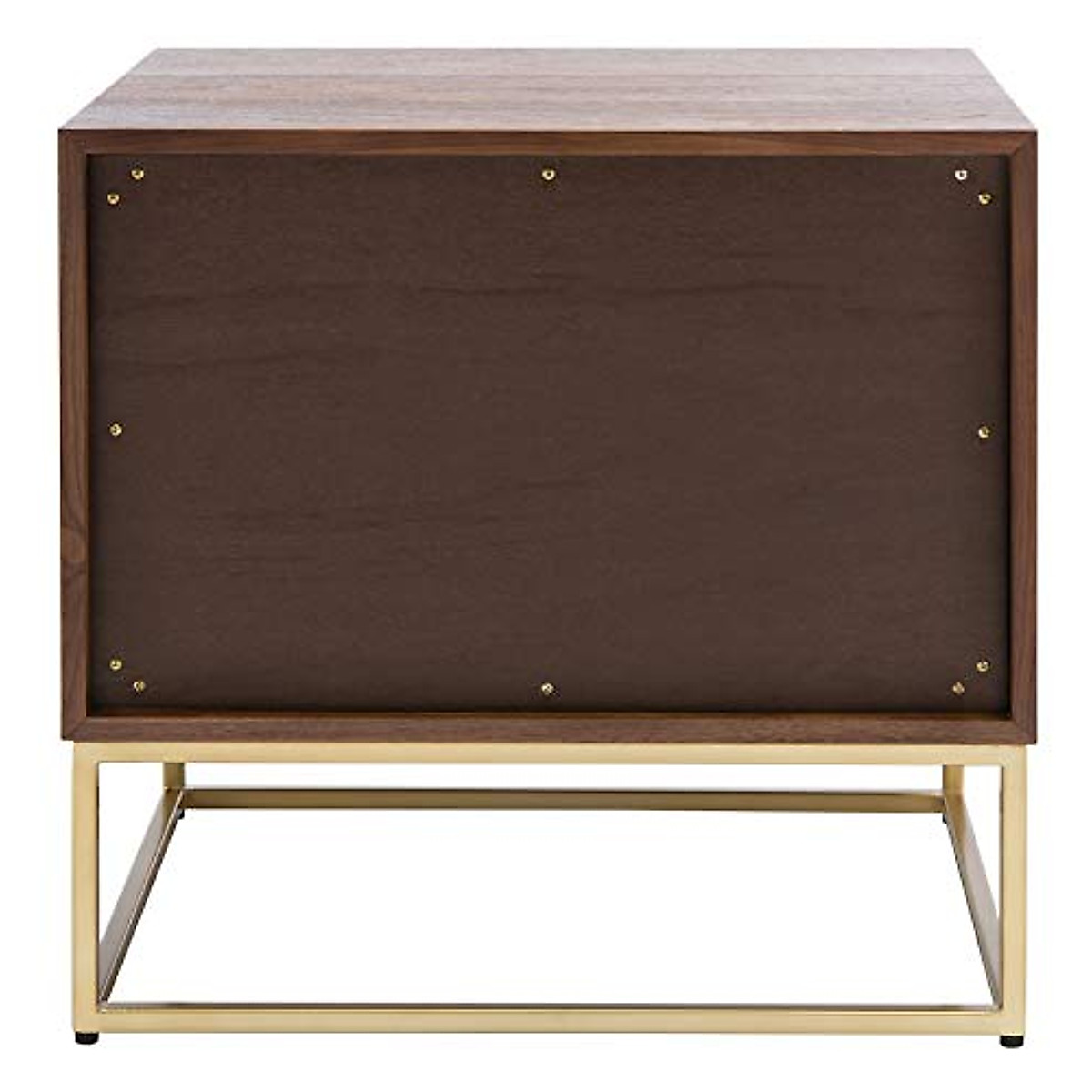 Safavieh Couture Home Collection Adelyn 2-Drawer Nightstand, Walnut/Gold