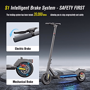 Smart Electric Scooter for Adults - Max 18.6 Mile Range and 15.5Mph for 350W Moter, Auto-Sensing Automatic Headlamps,Headlight & Taillight Foldable, Cruise Control System E Scooter - A5004