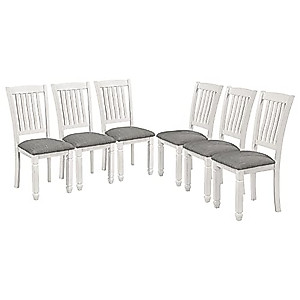 LUMISOL Farmhouse 7 Pice Dining Table Set with 6 Upholstered Chairs Solid Wood Kitchen Dining Set for Dining Room/Living Room Furniture