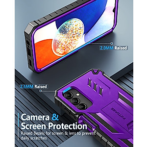FNTCASE for Samsung Galaxy A14-5G Case: Dual-Layer Protective Textured Shockproof Rugged TPU Cover with Kickstand | Military Grade Drop Protection | Heavy Duty Cell Phone Protector - Purple