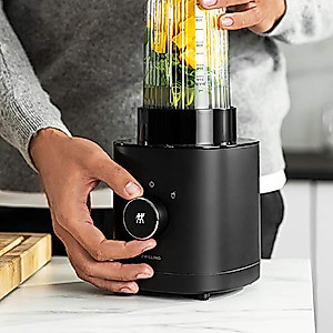 ZWILLING Enfinigy Personal Blender, Piranha Teeth Cross Blade for Ultimate Blending, Smoothies, Shakes and More, 20 fl oz Breakproof Travel Cup with Lid, BPA Free, Black