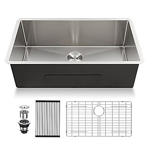 32 Undermount Kitchen Sink - Lordear 32 Inch Undermount Sinks Stainless Steel Single Bowl Kitchen Sink Under Counter Basin 32X19X10 Inch Round Corner