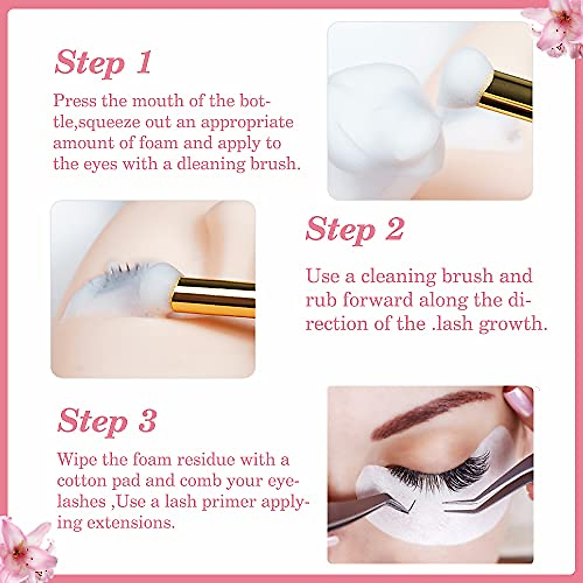 Mererke_Pretty Eyelash Extension Cleanser, Lash Shampoo for Lash Extensions, Lash Cleanser for Extensions, Paraben & Sulfate Free lash shampoo for Salon and Home Use 1.69 fl.oz