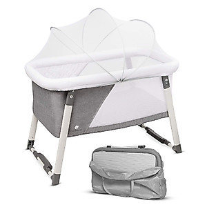 ComfyBumpy Travel Bassinet for Baby - Rocking & Sturdy Cradle - Includes Carry Case, Mosquito Net, Mattress, Sheets, Infant Crib, and Urine Pad - Portable Bed Side Sleeper for Newborn Babies
