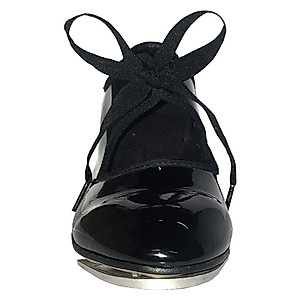 Danzcue Adult Patent Flexibale Tap Shoes, Black, 3.5 M