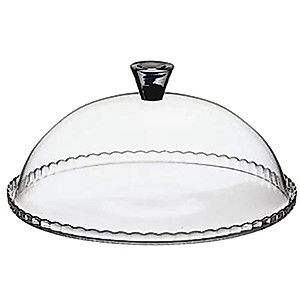 Glass Cake Stand with Dome - Footed Glass Service Plate, Large Size (12 inch), Footed Cake Plate Wıth Dome, Multifunctional Serving Platter, Durable Glass