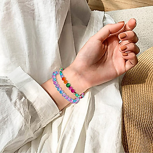 Suhome 1920pcs 8 Color Crackle Lampwork Glass Beads 4mm 6mm 8mm Handcrafted Round Spacer Loose Beads for Jewelry Making