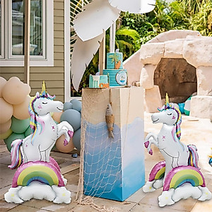 Generic Giant Standing Unicorn foil Balloon, 3D Magical Rainbow Cloud Unicorn Party Balloons, Girls Birthday Wedding Baby Shower Decorations Party Supplies (37inch)