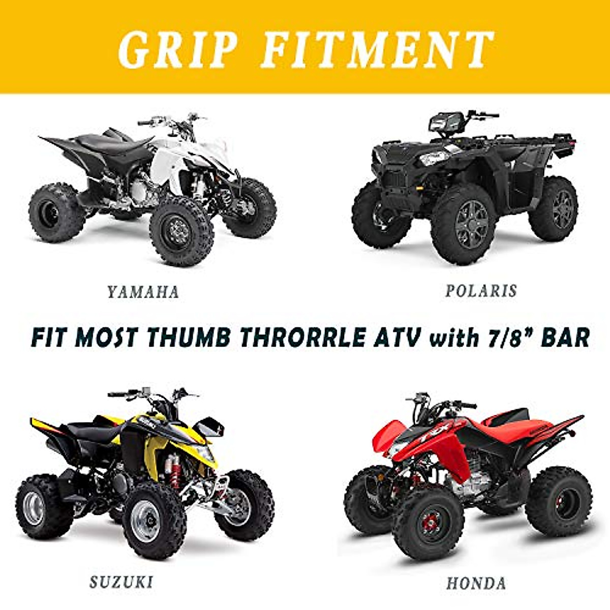 APPYU 78inch ATV Grips Universal Handlebar Grips Soft Rubber Motorcycle Grip for ATV Polaris Thumb Throttle Kid Youth 4 Wheeler Quad 400ex Klf110 Klt110 Klf220 Klt200 (Black)