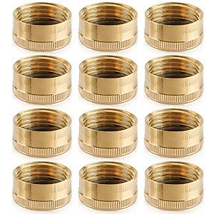 Carbbia 12PCS 3/4" Garden Hose Cap Garden Hose Connector Brass Cap with Washer Female Fitting Cap