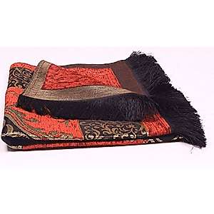 Muslim Prayer Rug with Prayer Beads | Janamaz | Sajadah | Soft Islamic Prayer Rug | Islamic Gifts | Prayer Carpet Mat, Chenille Fabric, Brick