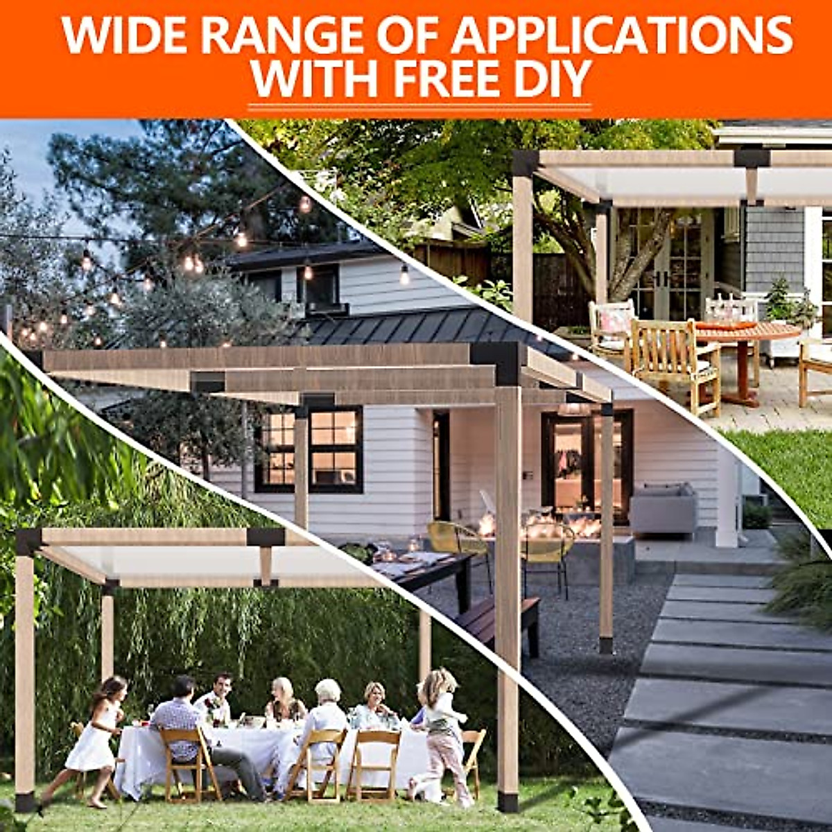 ITeVe.GD Pergola DIY Kit,2 Pcs 4-Way Right Angle Corner Brackets Elevated Wood Stand with Screws for 4"x4"(Inner Size:3.5"x3.5") Wood Beams,Pergola,Garden,Lumber&Metal Gazebo……