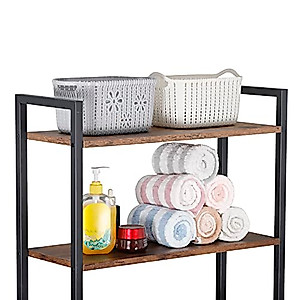 ZENY Over-The-Toilet Storage Rack, 3 -Tier Freestanding Bathroom Organizer, Space-Saving Bathroom Shelf Over Toilet Rack, Brown