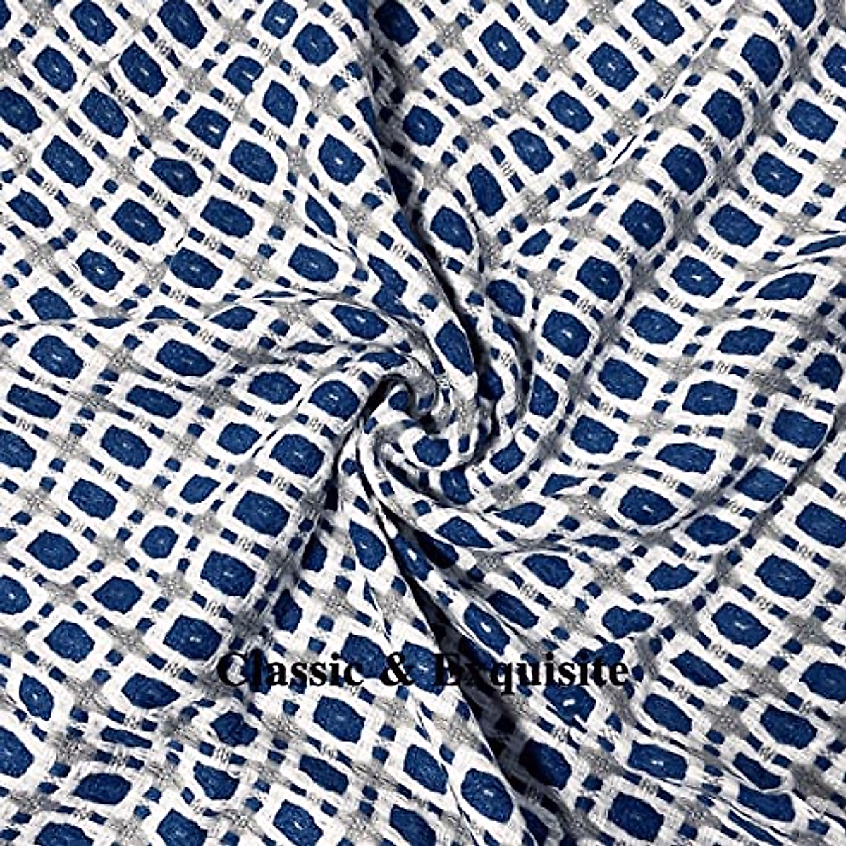 Acrylic Knitted Throw Blanket, Woven Blanket with Tassels Wave Textured Lightweight and Soft Cozy Decorative Blanket Throws for Travel, Couch, Bed, Sofa, 51"x63", Blue