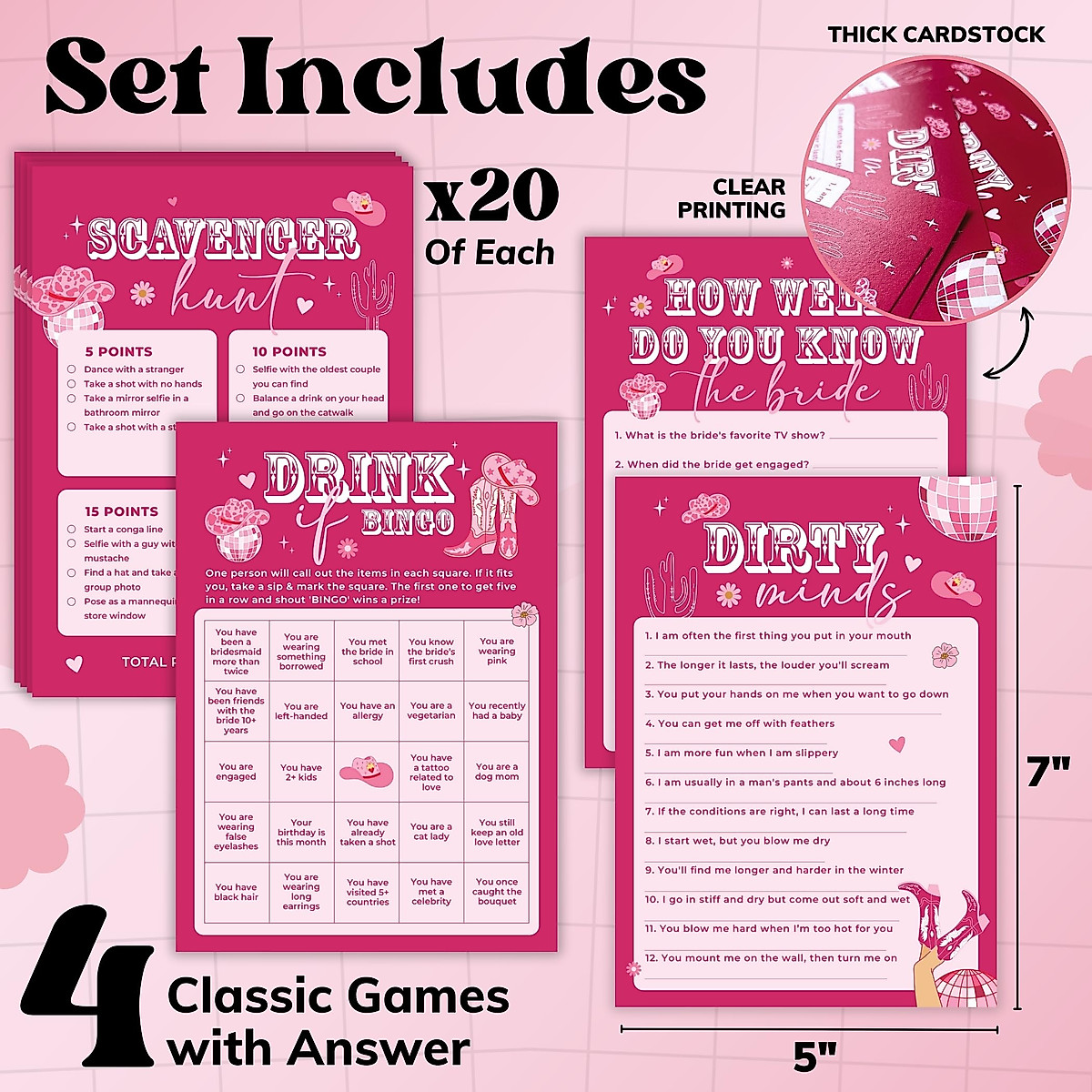 STOFINITY Funny Bachelorette Party Games - Bachelorette Games for Parties Scavenger Hunt, Bachelorette Bingo Card Games for Bridal Shower Games, Bach Games for Bachelorette Party Decorations