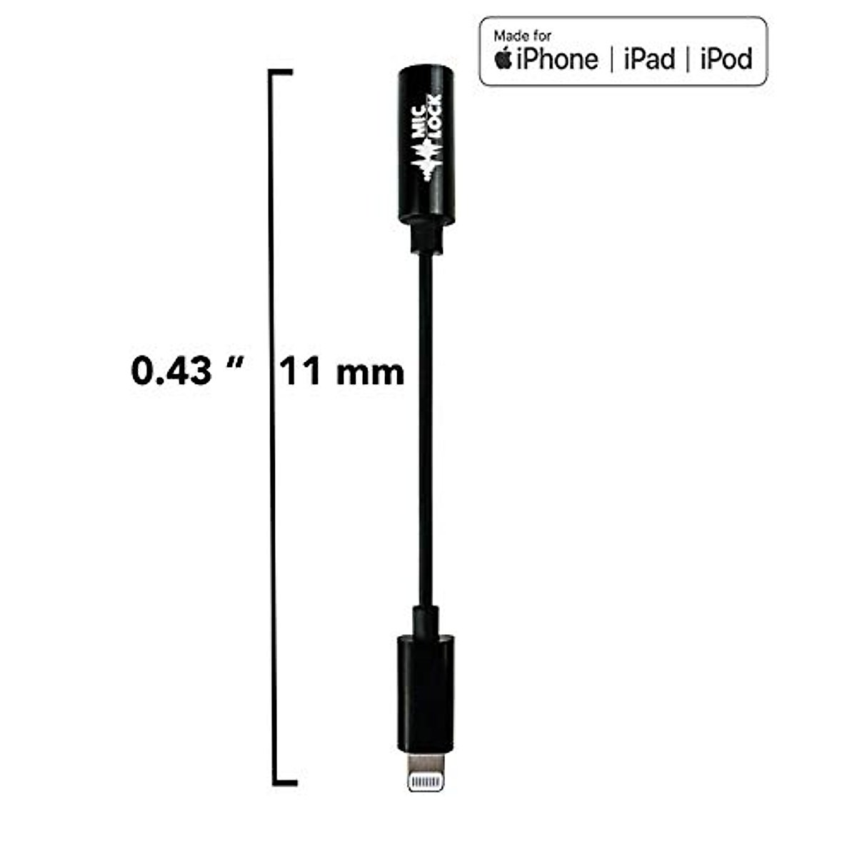 Mic-Lock Lightning with Sound Pass - Audio and Data Security Privacy Protector - Lightning to 3.5mm Headphone Adapter (Single Pack)