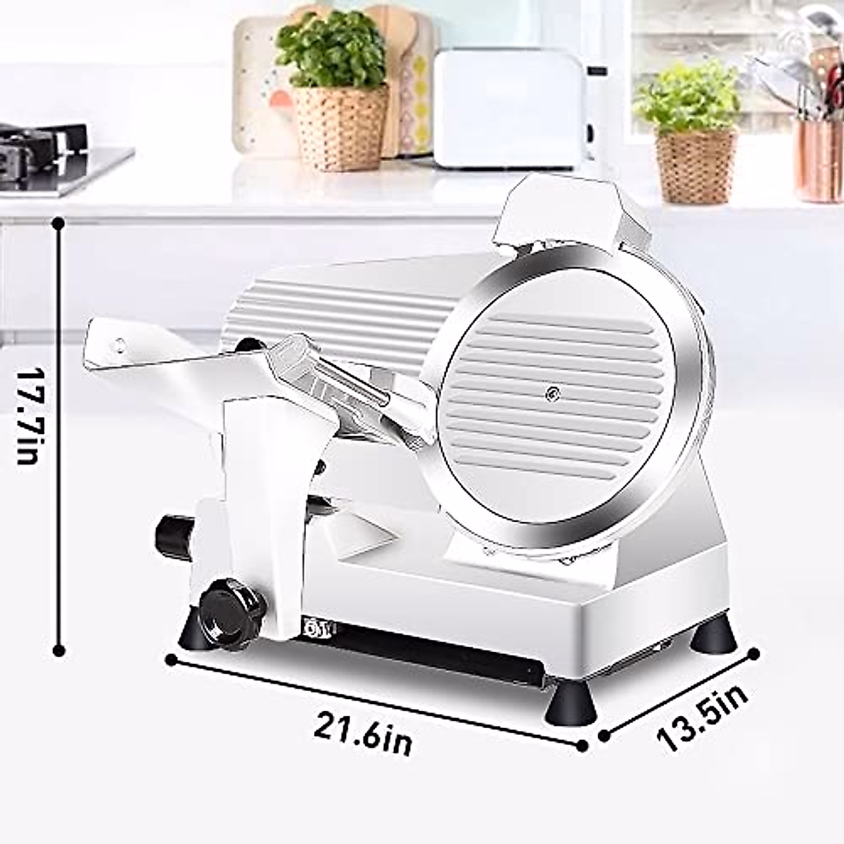 Meat Slicer,10" Premium Steel Blade Home and for Commercial Meat Slicer Stainless Steel Semi-Auto bread slicer, Cheese Food Electric Deli Slicer.