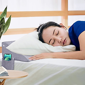 banflower Bed Wedge Pillow for Headboard Multi-Use Bolster Pillow Bed Gap Filler (0-6") Between Mattress and Headboard or Wall (Gray Twin 39"x10"x6")