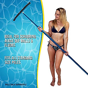 U.S. Pool Supply Professional 18" Stainless Steel Pool Algae Brush with EZ Clip Handle - Durable Bristles, Scrub Remove Calcium Buildup, Rust Stains on Concrete - Sweep Debris from Walls, Floors Steps