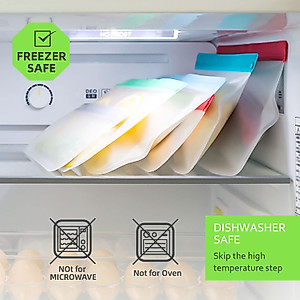 LeMuna 12 Pack Reusable Food Storage Bags, BPA Free Reusable Freezer Bags, PEVA Leakproof (4 Gallon Freezer Bags, 4 Reusable Sandwich Bag, 4 Reusable Snack Bags)