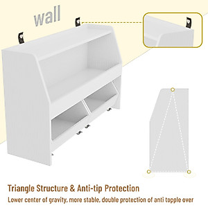 COZPAW Toy Storage Organizer with Movable Drawers, Toys Organizer and Storage for Kids, Toddlers Toy Storage Cabinet, Kids Bookshelf for Playroom Nursery Bedroom Living Room, 2 Tier White
