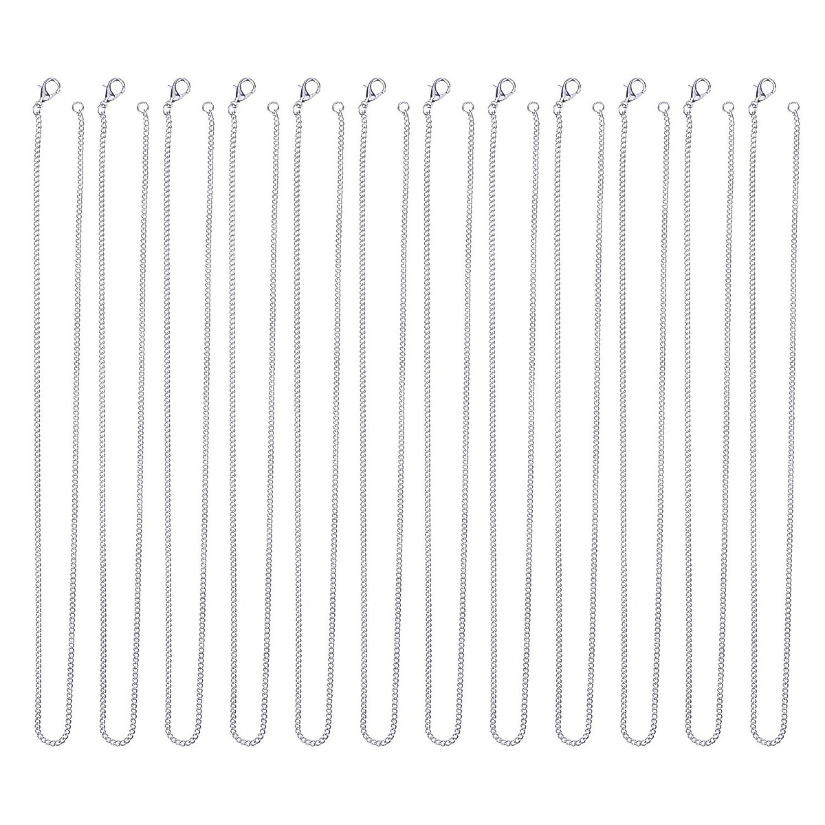 Outus 12 Pack Iron DIY Chain Necklaces Lobster Clasp Link Chain Necklaces Silver Plated (18 Inch)