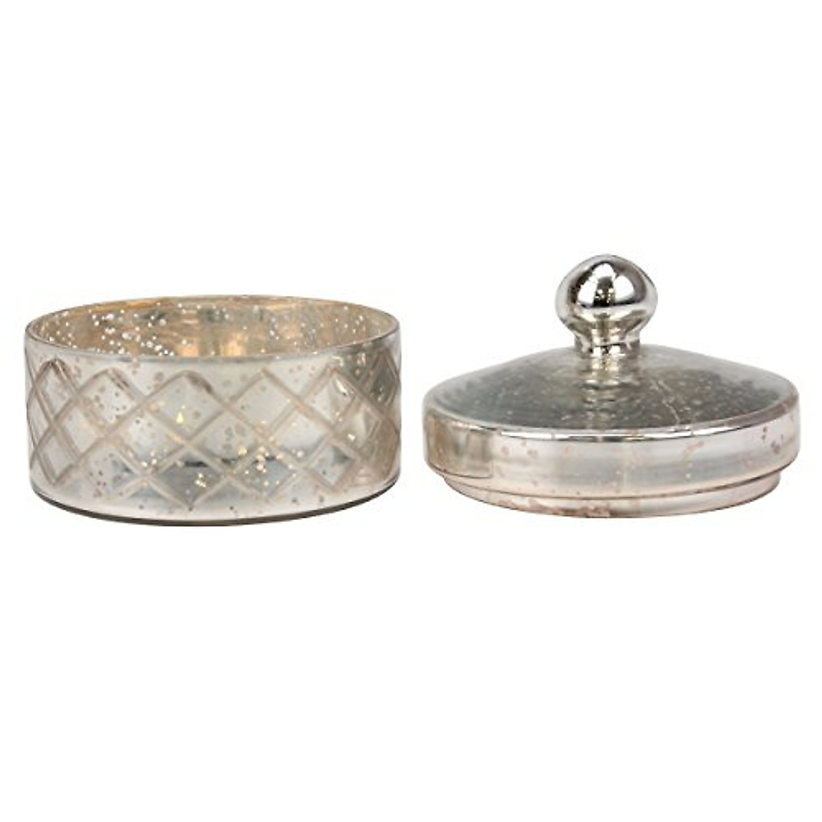 Stonebriar Antique Mercury Glass Storage Container with Lid, Decorative Jar for Cotton Ball or Cotton Swab Storage, Unique Keepsake or Trinket Box, Elegant Jewelry Box