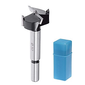 uxcell Forstner Drill Bits 32mm, Tungsten Carbide Wood Hole Saw Auger Opener, Woodworking Hinge Hole Drilling Boring Bit Cutter (Black, Silver Tone)