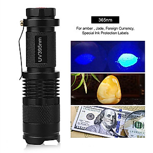 Fdit Torch Flashlight Ultra Bright LED Tactical Flashlight Perfect for Camping Biking Home Emergency 395/365 nm (Batteries Not Included)(365nm)