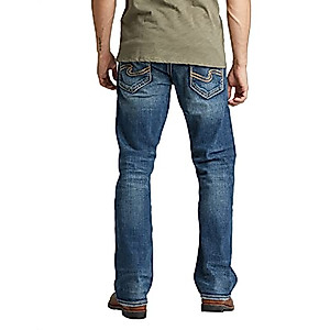 Silver Jeans Co. Men's Zac Relaxed Fit Straight Leg Jeans, Medium Indigo SJB380, 38W x 32L