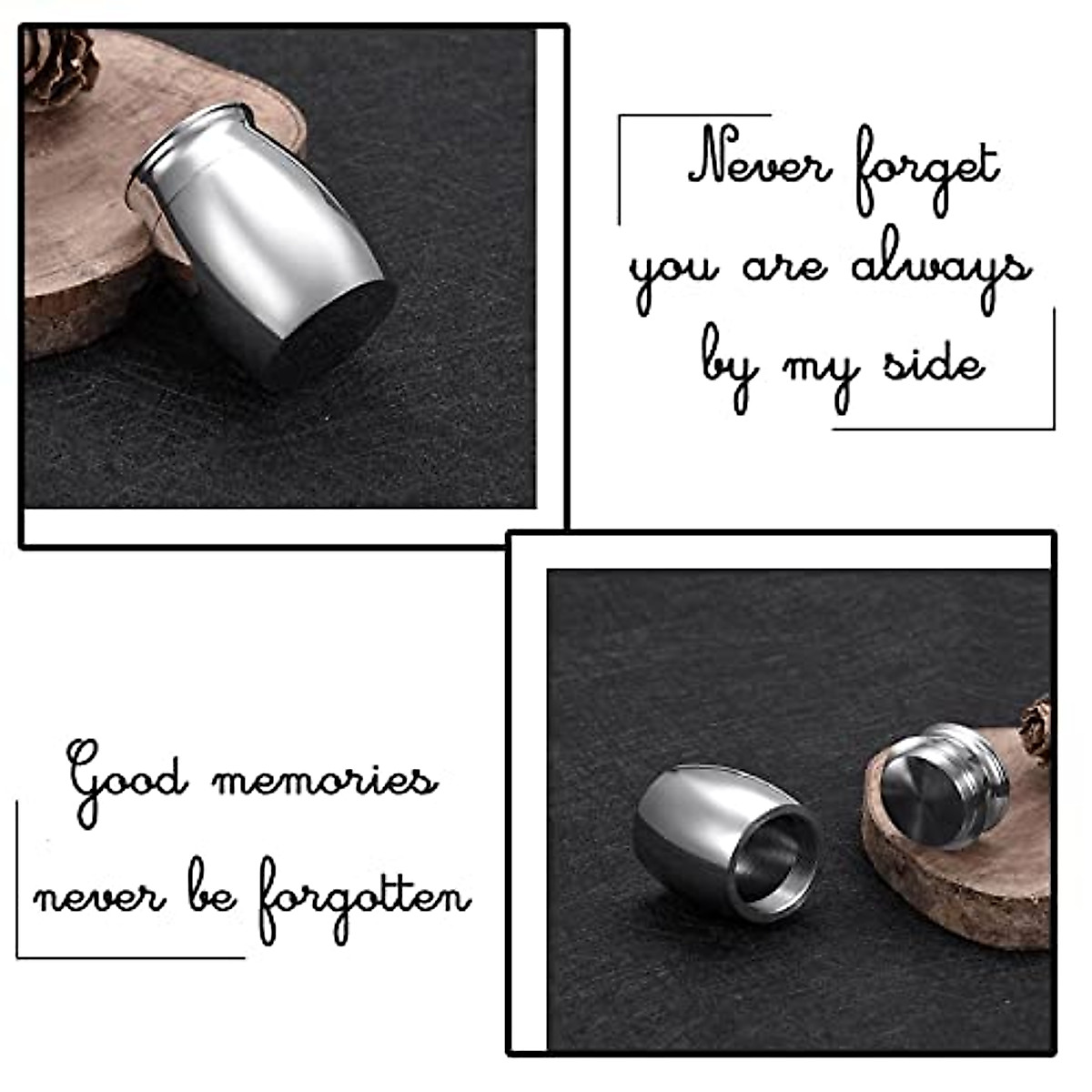 Small Keepsake Urn for Human Ashes Tree of Life Cremation Urns Mini Set of 7 Urns Perfect Stainless Steel Memorial Ashes Holder Small Funeral Ash Urn-Forever in My Heart (Silver-7pcs)