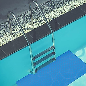 YESEEM Large Swimming Pool Ladder Mat, 15"x39" Protective Non-Slip Pool Step Pad for Above Ground Swimming Pools Liner and Stairs (Blue, Round Texture)