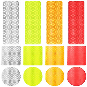 Pimoys 120 Pcs Reflective Tape, Reflective Stickers Reflector Tape Night Visibility Trailer Reflective Tape for Bikes Clothing Helmet (1.2×3.2 Inch, 2×2Inch)