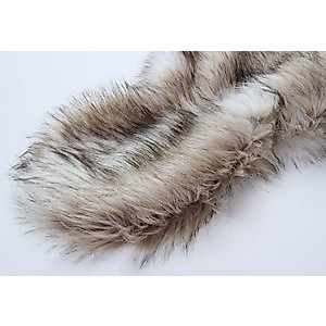 Caracilia Faux Fur Shawl Wrap Stole Shrug Winter Bridal Wedding Wrap FoxFur L CA95, Fox White / Brown