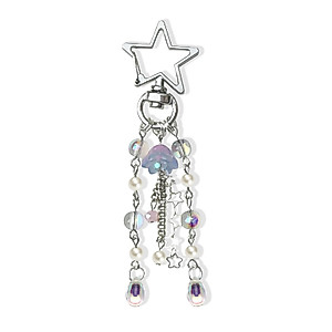 Agromusk Jellyfish Keychain,Cute Y2K Car Keychains for Women Girls Jellyfish Bag Charms Purse Accessories Star Jelly Decor (Pink Blue)